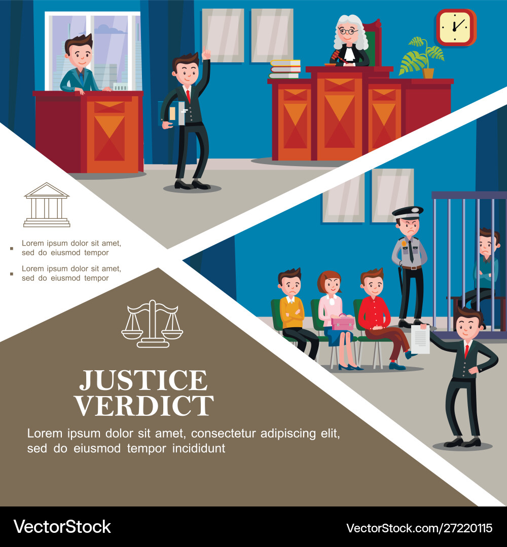 Flat judicial system template Royalty Free Vector Image