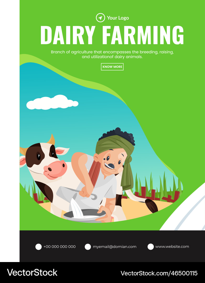Flyer design of dairy farming template Royalty Free Vector