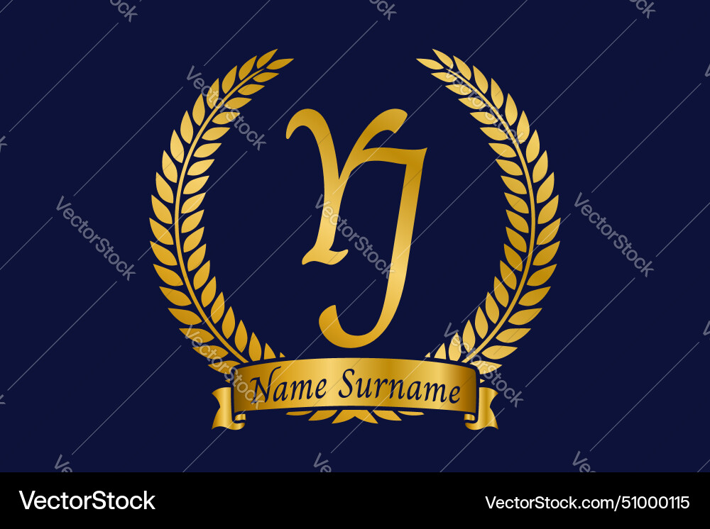 Initial letter y and j yj monogram logo design Vector Image