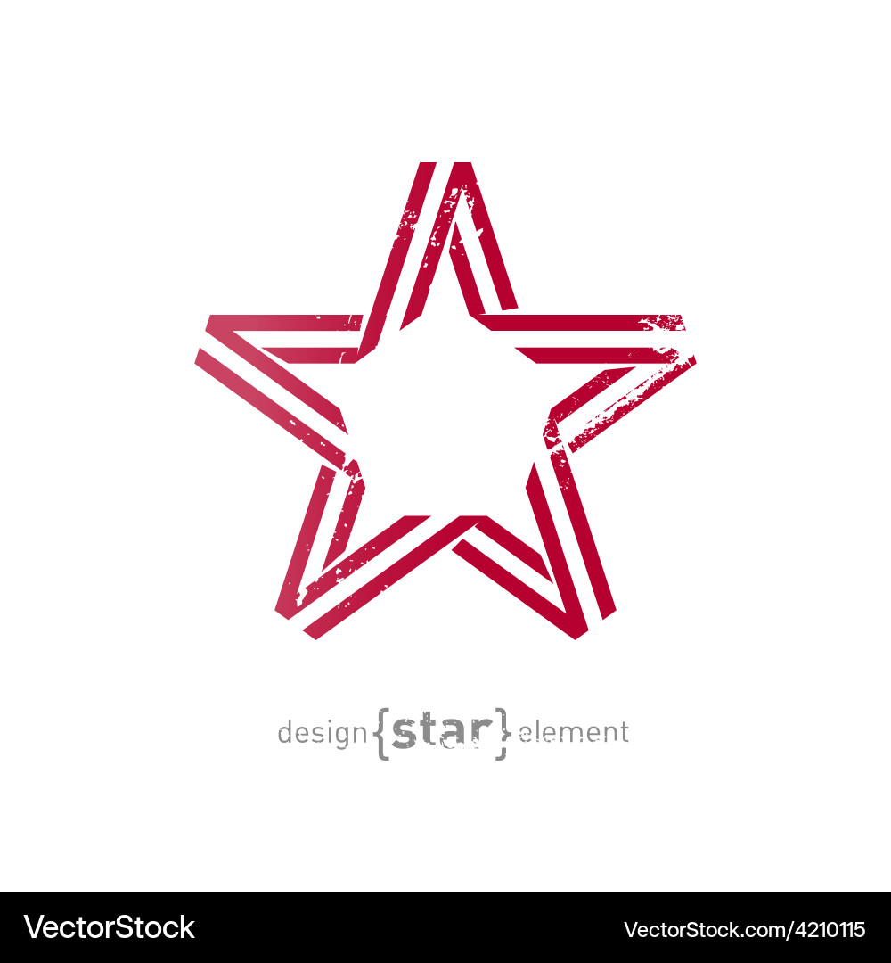 Monocrome red star from ribbon with vintage effect