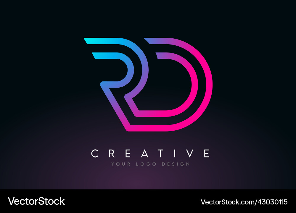 Monogram lines rd r d letter logo design creative Vector Image