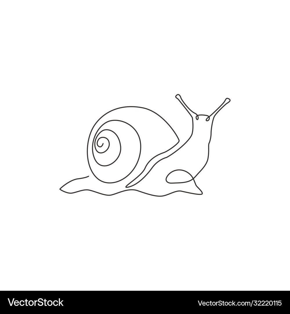 One single line drawing exotic snail Royalty Free Vector