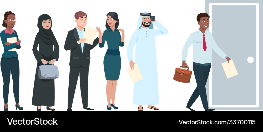 People queue job seekers in waiting line Vector Image