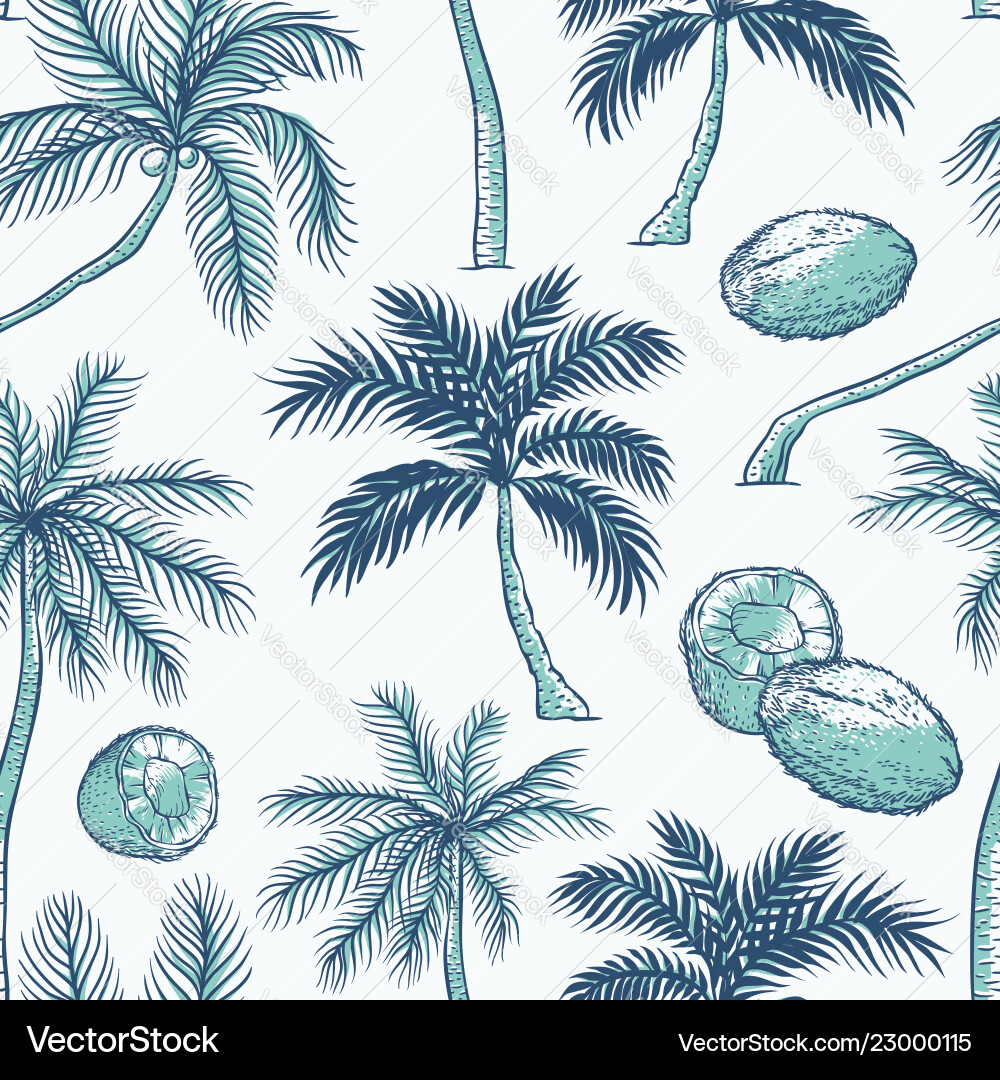Seamless pattern of palm different kinds Vector Image