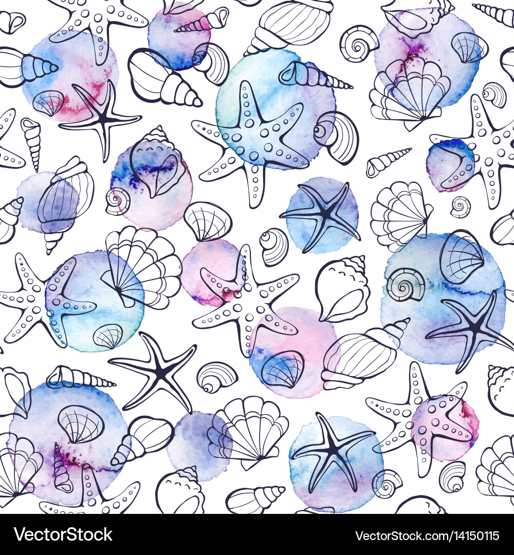 Seashells seamless background Royalty Free Vector Image
