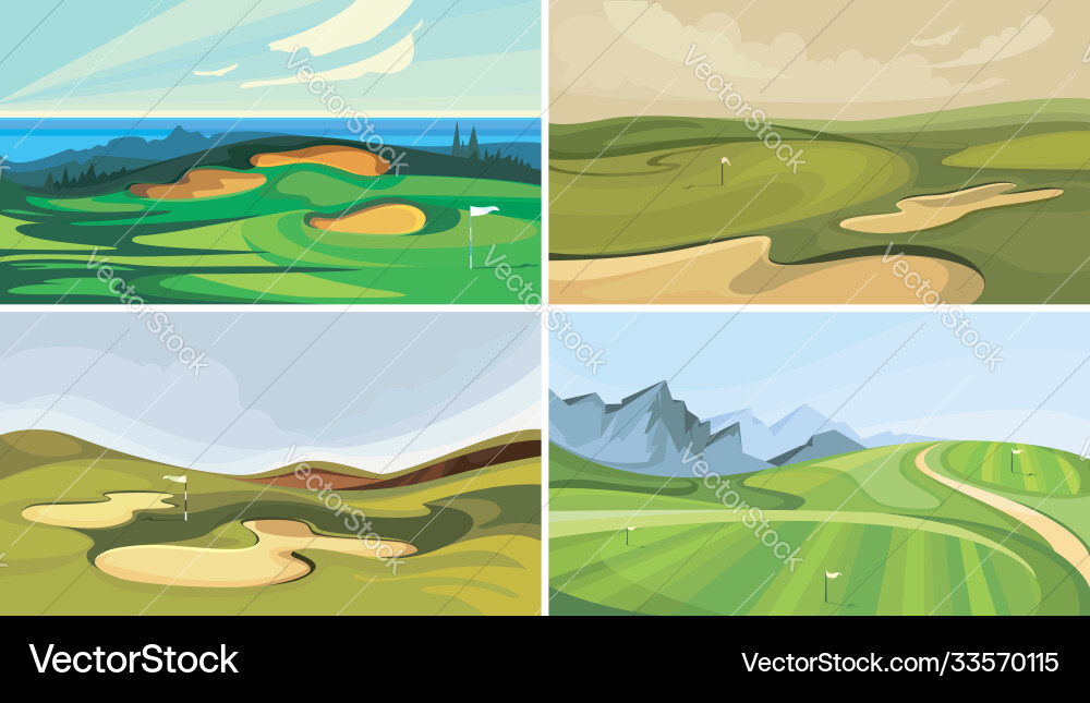 Set golf courses Royalty Free Vector Image - VectorStock