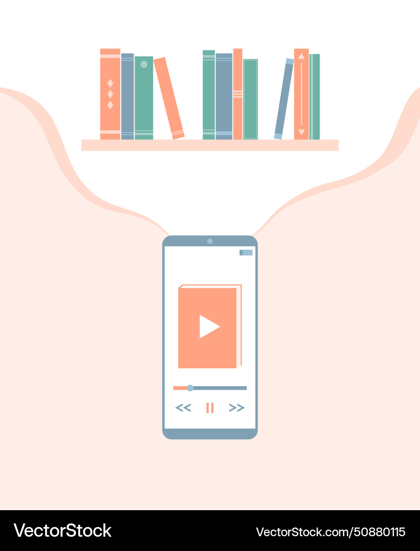 Smartphone with audiobook app on screen Royalty Free Vector