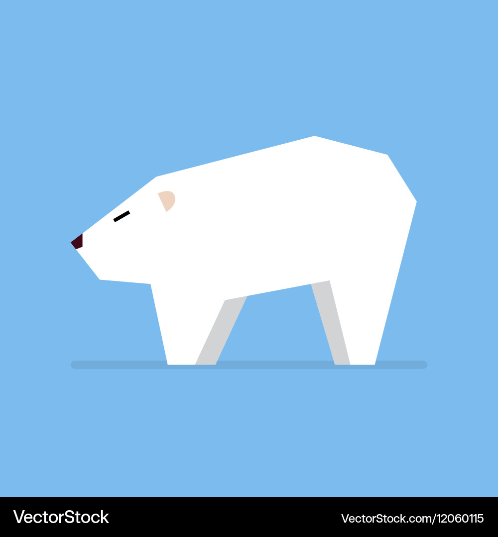 White bear in flat style Royalty Free Vector Image