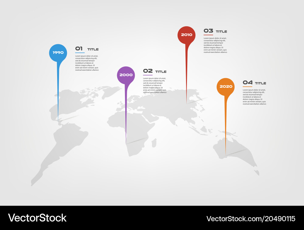 World map color infographics step Royalty Free Vector Image