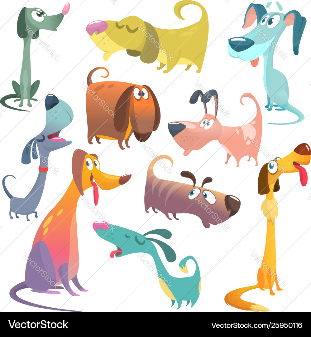 Cartoon dogs set Royalty Free Vector Image - VectorStock