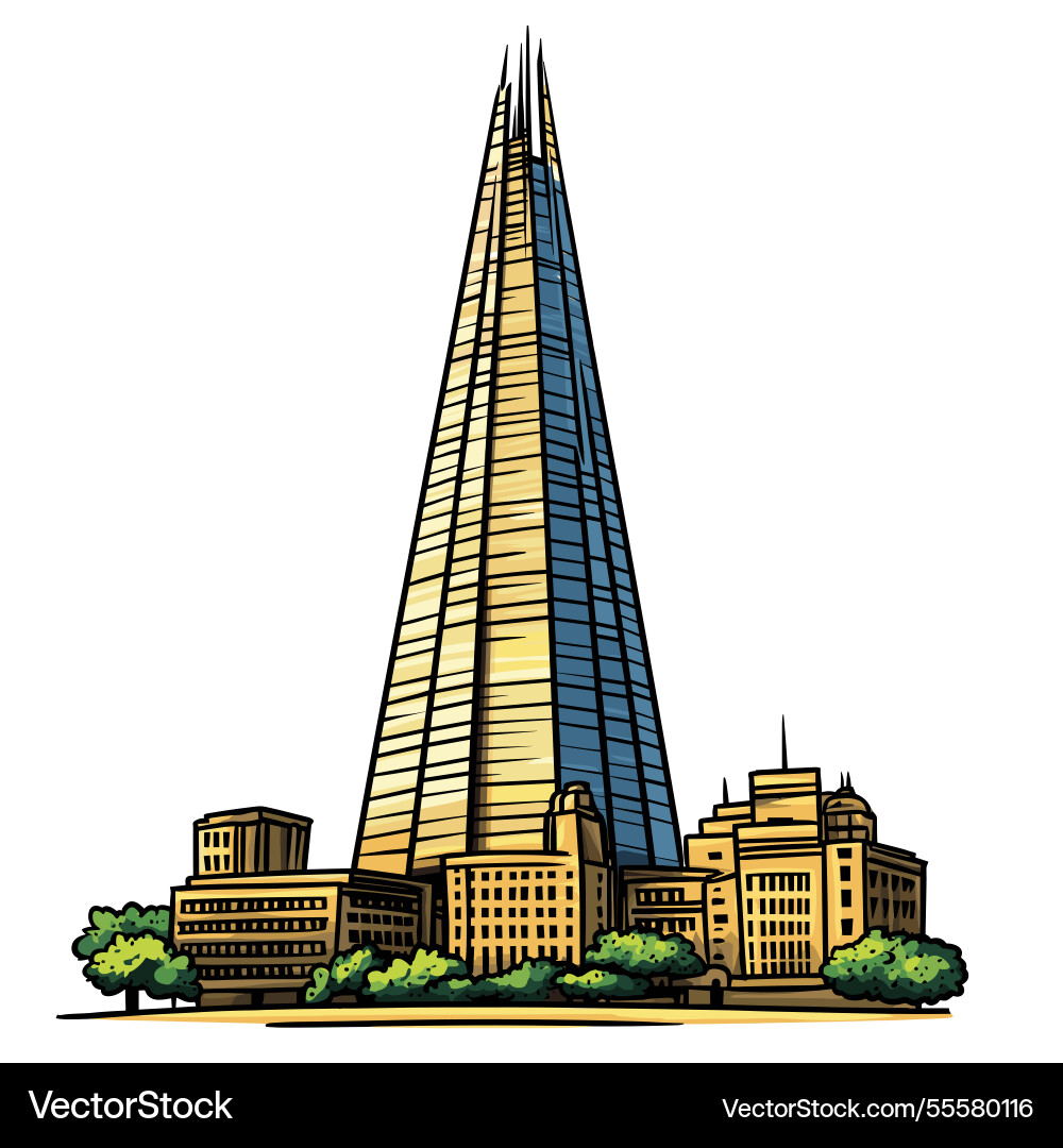 Comic hand-drawn of the shard skyscraper Vector Image