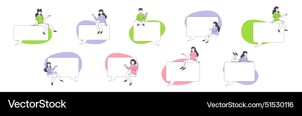 Communication speech bubble with people character Vector Image