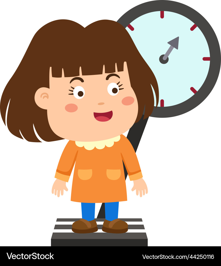 Cute girl on weighing scale Royalty Free Vector Image