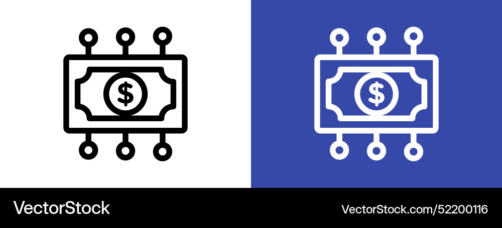 Digital currency icon logo sign set outline Vector Image