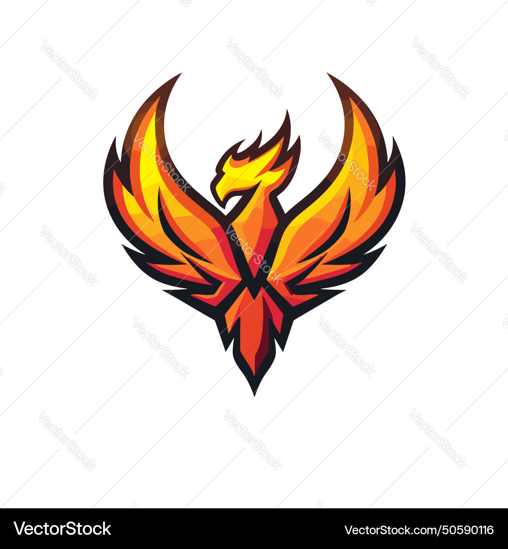 Fire bird phoenix esport logotype sticker Vector Image