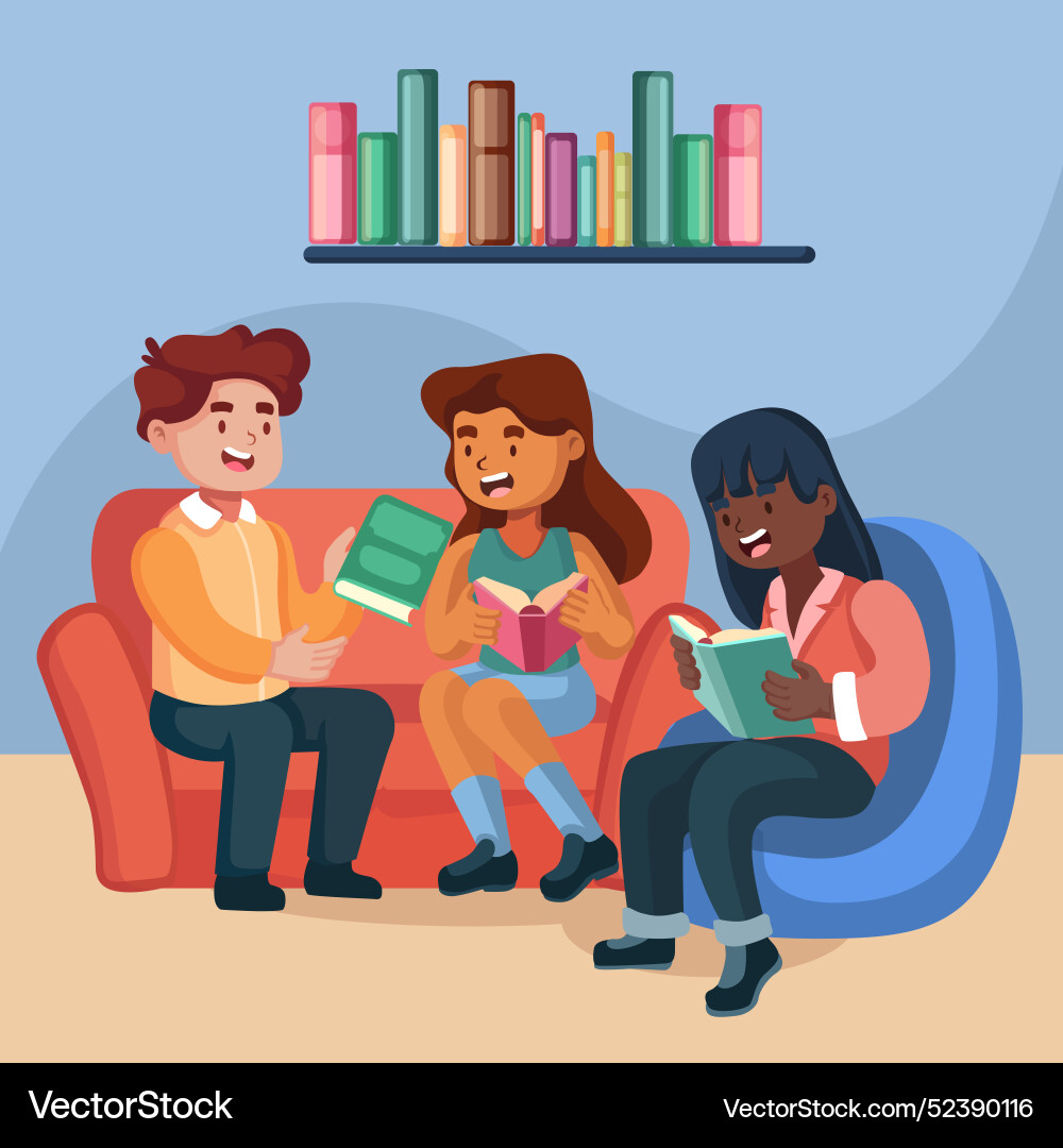 Hand drawn flat design book club Royalty Free Vector Image