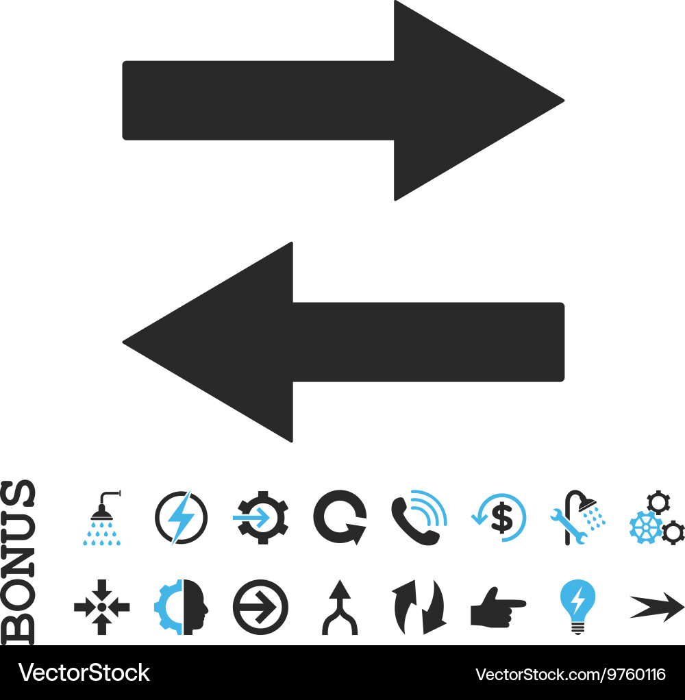 Horizontal flip arrows flat icon with bonus Vector Image