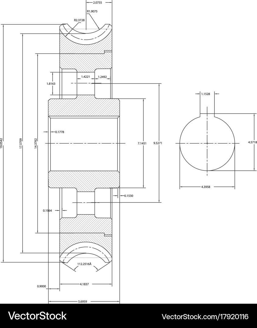 Machine-building drawings on a white background Vector Image