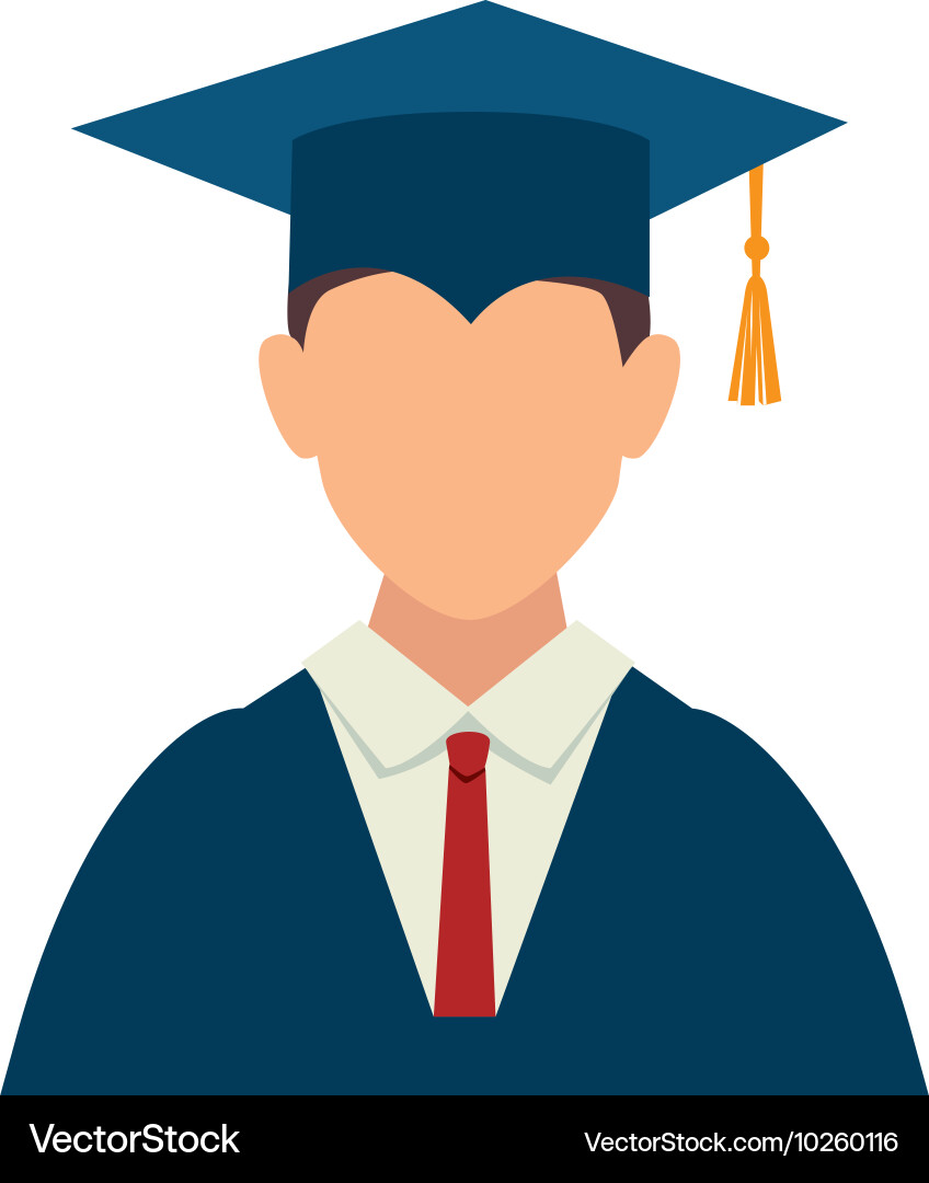 Man boy graduate gown Royalty Free Vector Image