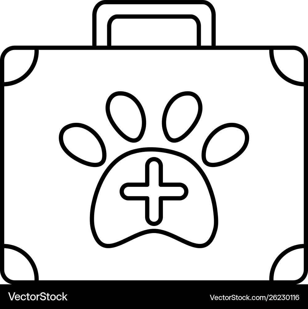 Medical kit veterinary with pawprint Royalty Free Vector