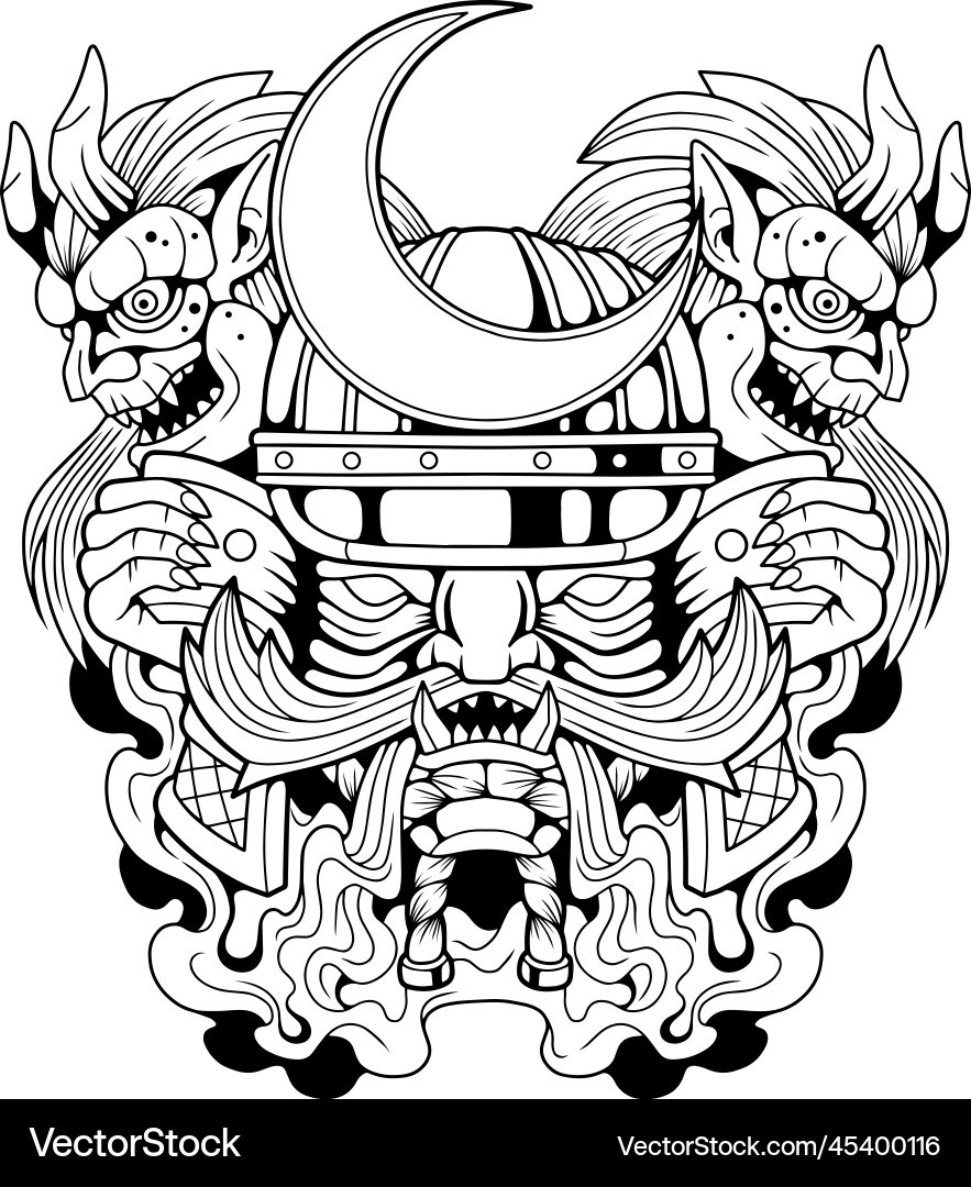 Mythological japanese samurai demon Royalty Free Vector