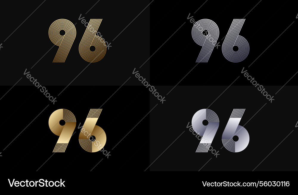 Number design line stripes in luxury gold 96th Vector Image