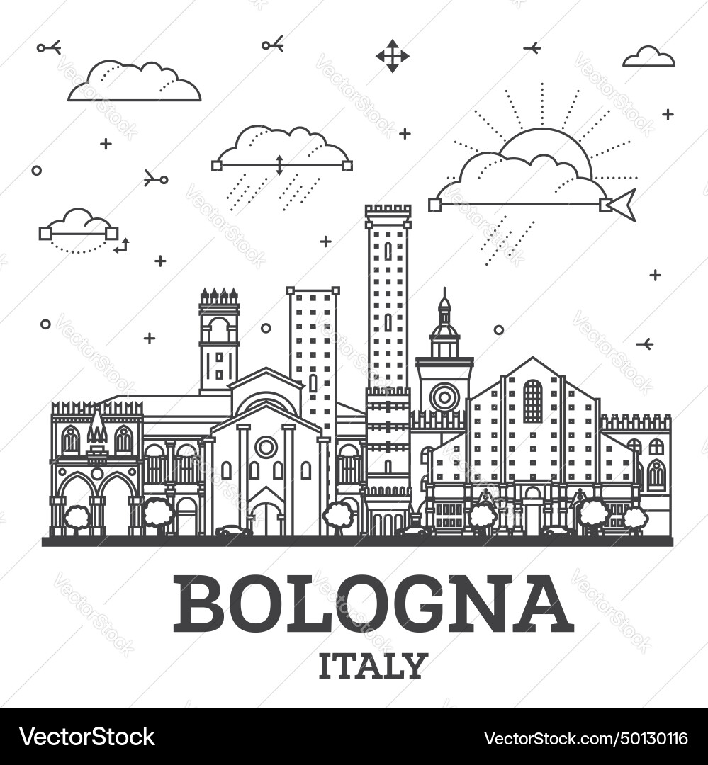 Outline bologna italy city skyline with historic Vector Image