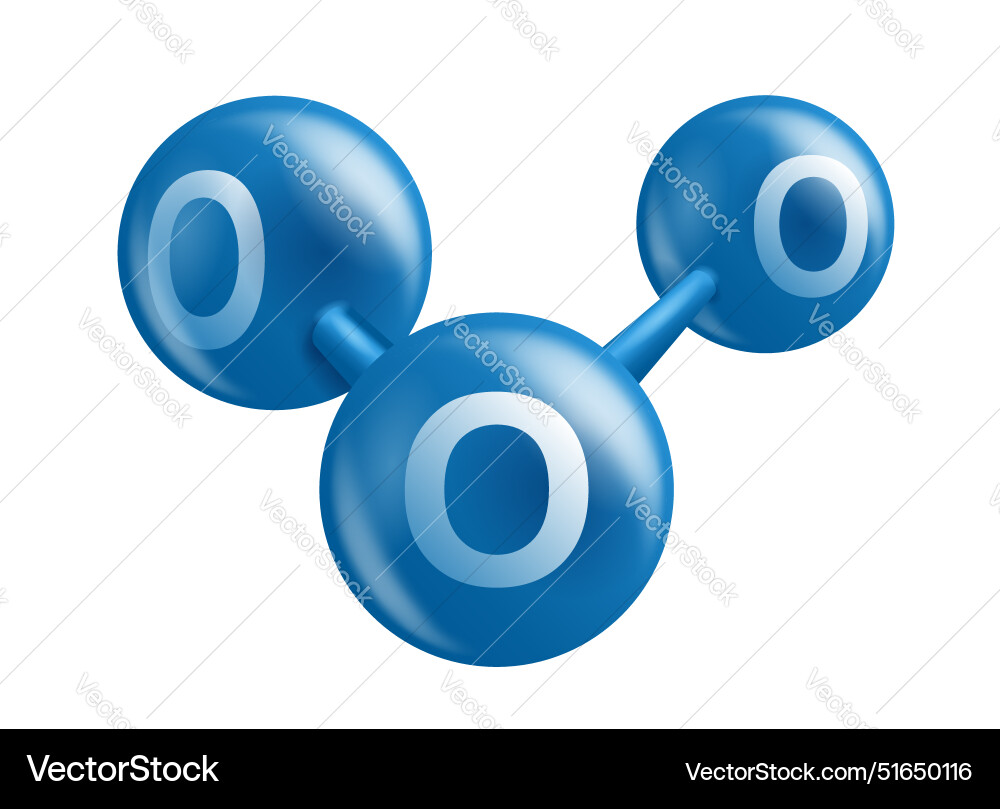 Ozone 3d icon - three molecules of oxygen Vector Image