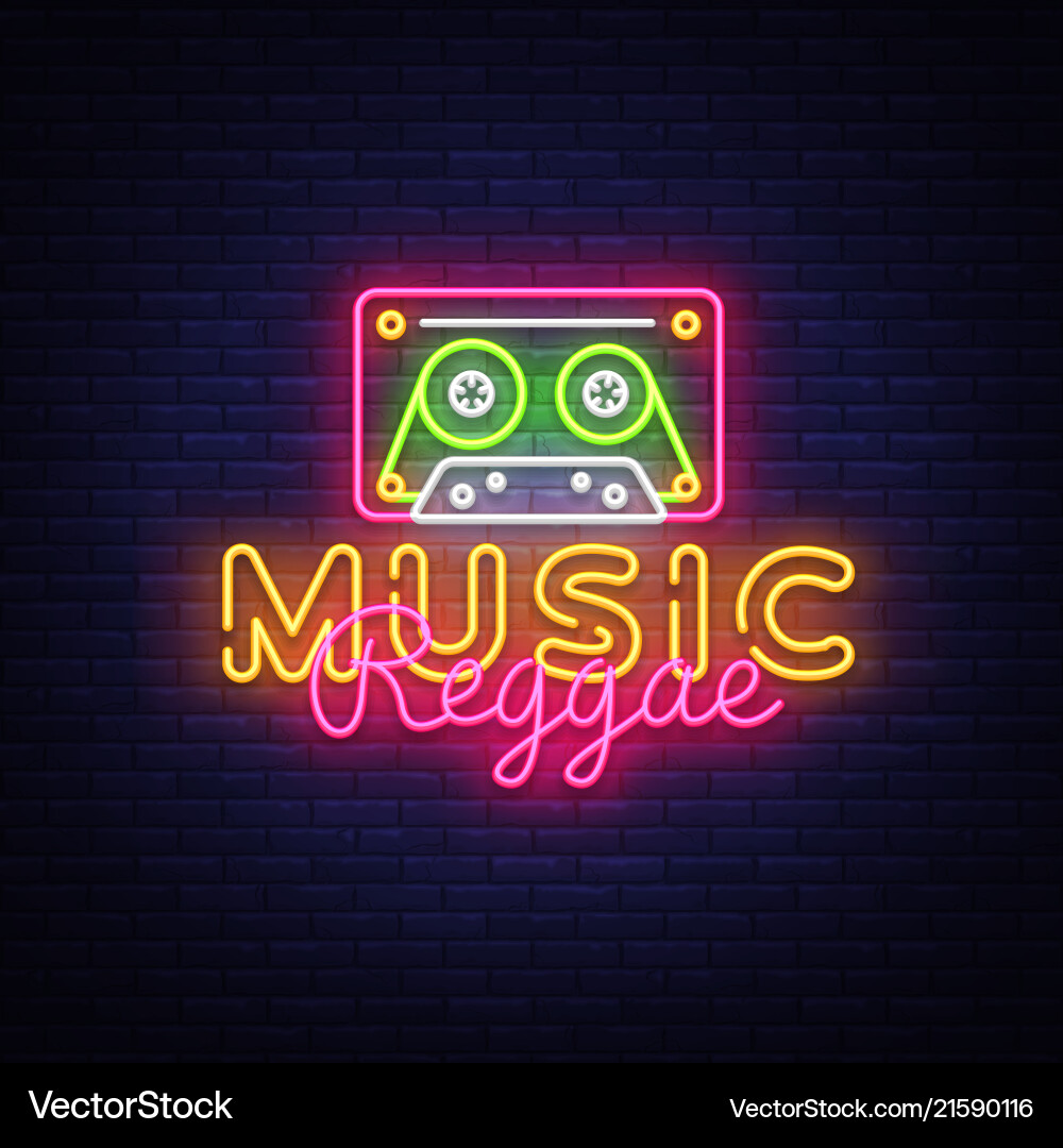 Reggae music neon sign design Royalty Free Vector Image