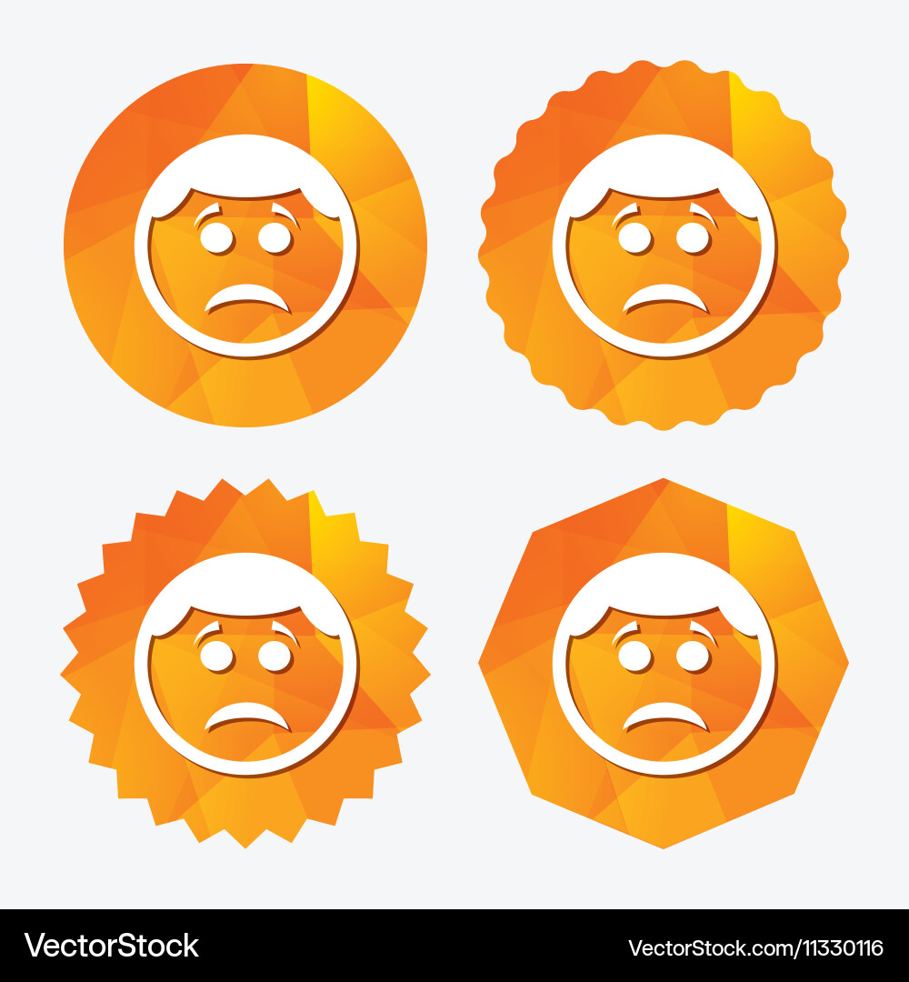 Sad face sign icon sadness symbol Royalty Free Vector Image