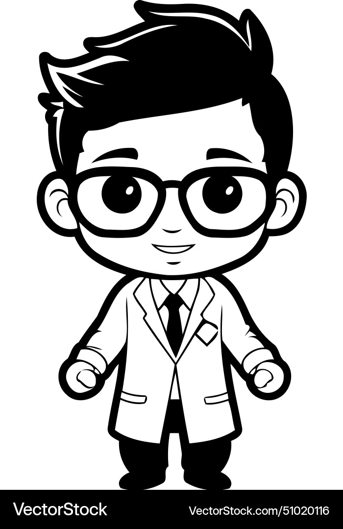 Scientist boy with science molecule character Vector Image