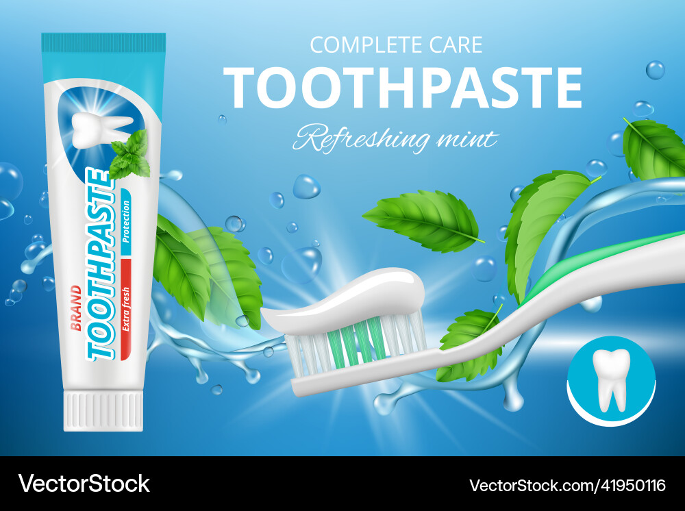 Toothpaste ads promotional advertizing poster Vector Image