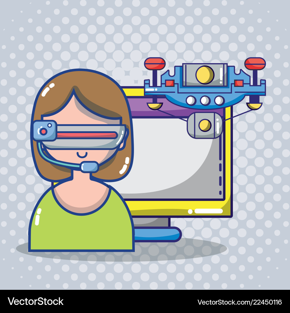 Virtual reality headset cartoon Royalty Free Vector Image