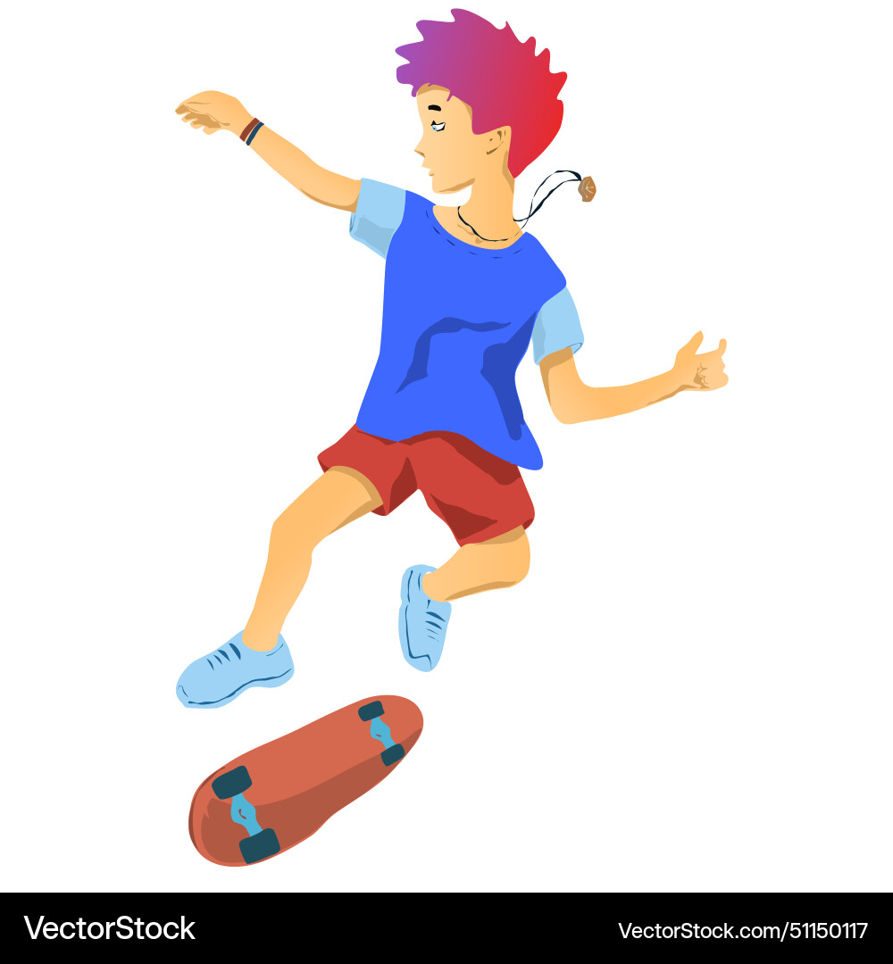 A boy performing trick Royalty Free Vector Image