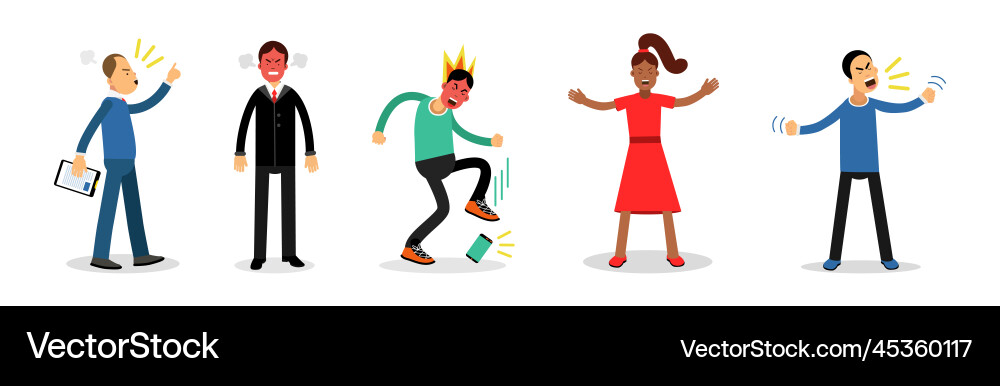 Angry furious people characters feeling mad Vector Image