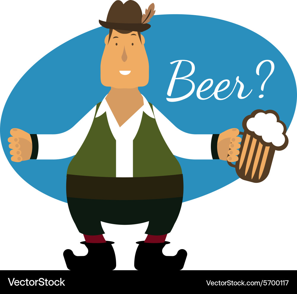Flat of german men with beer Royalty Free Vector Image