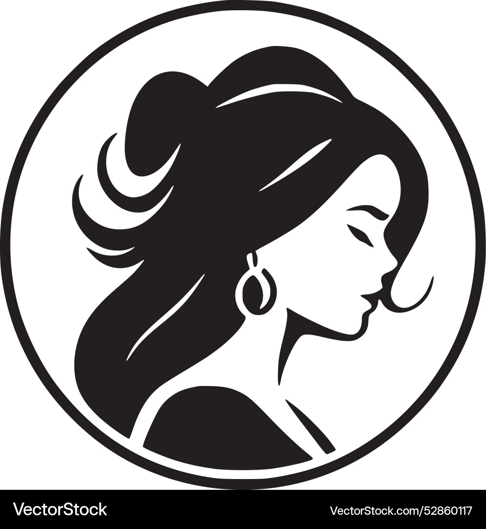 Girl - black and white isolated icon Royalty Free Vector