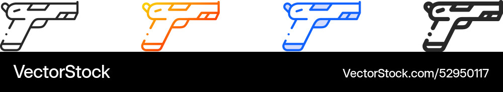 Gun iconthin linear gradient blue stroke and bold Vector Image