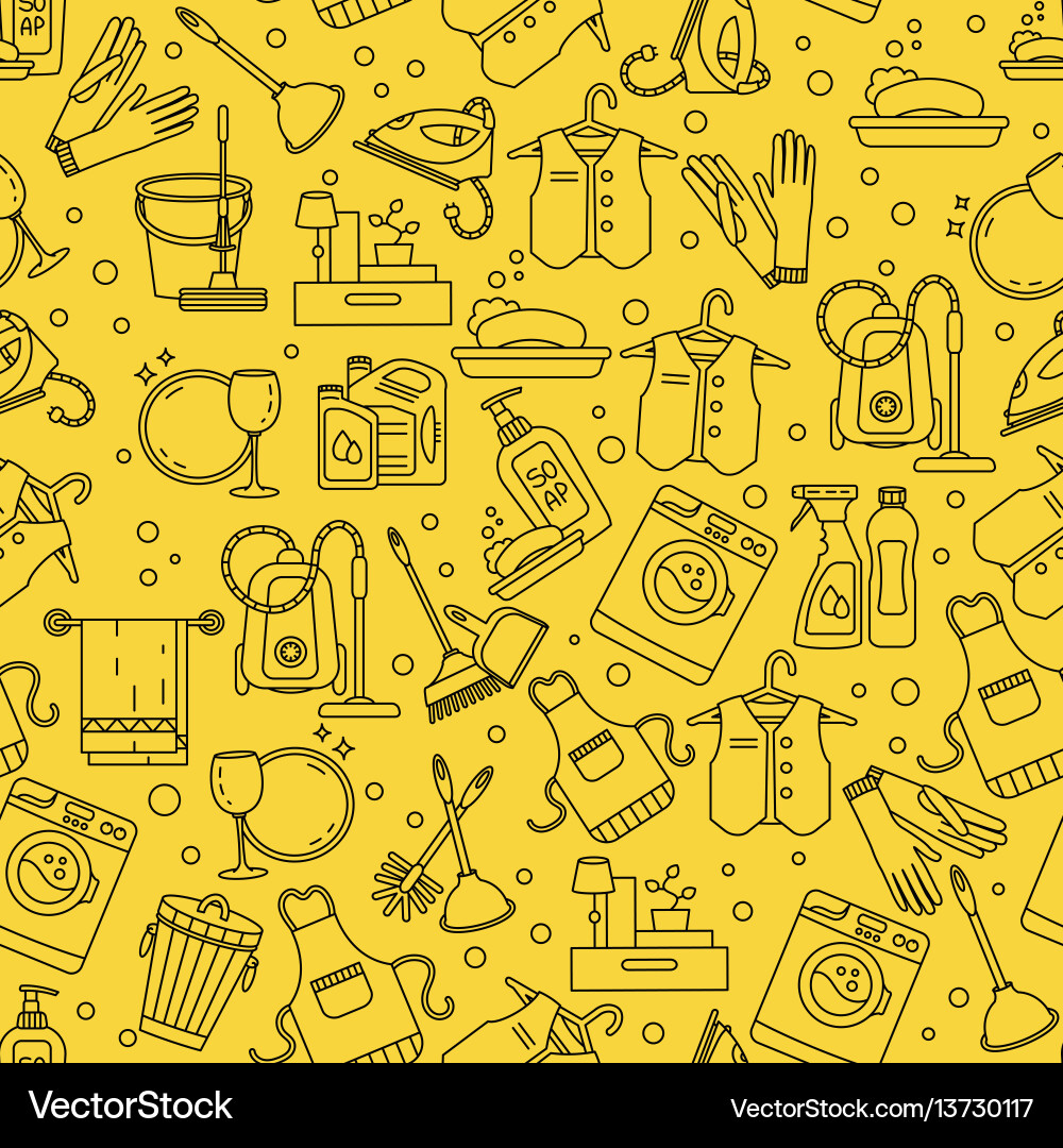 House cleaning seamless pattern Royalty Free Vector Image