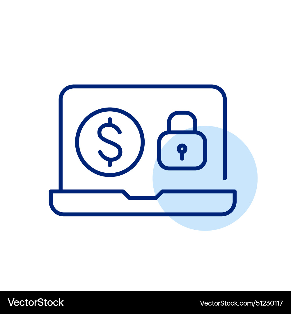 Laptop with dollar and lock symbol secure banking Vector Image