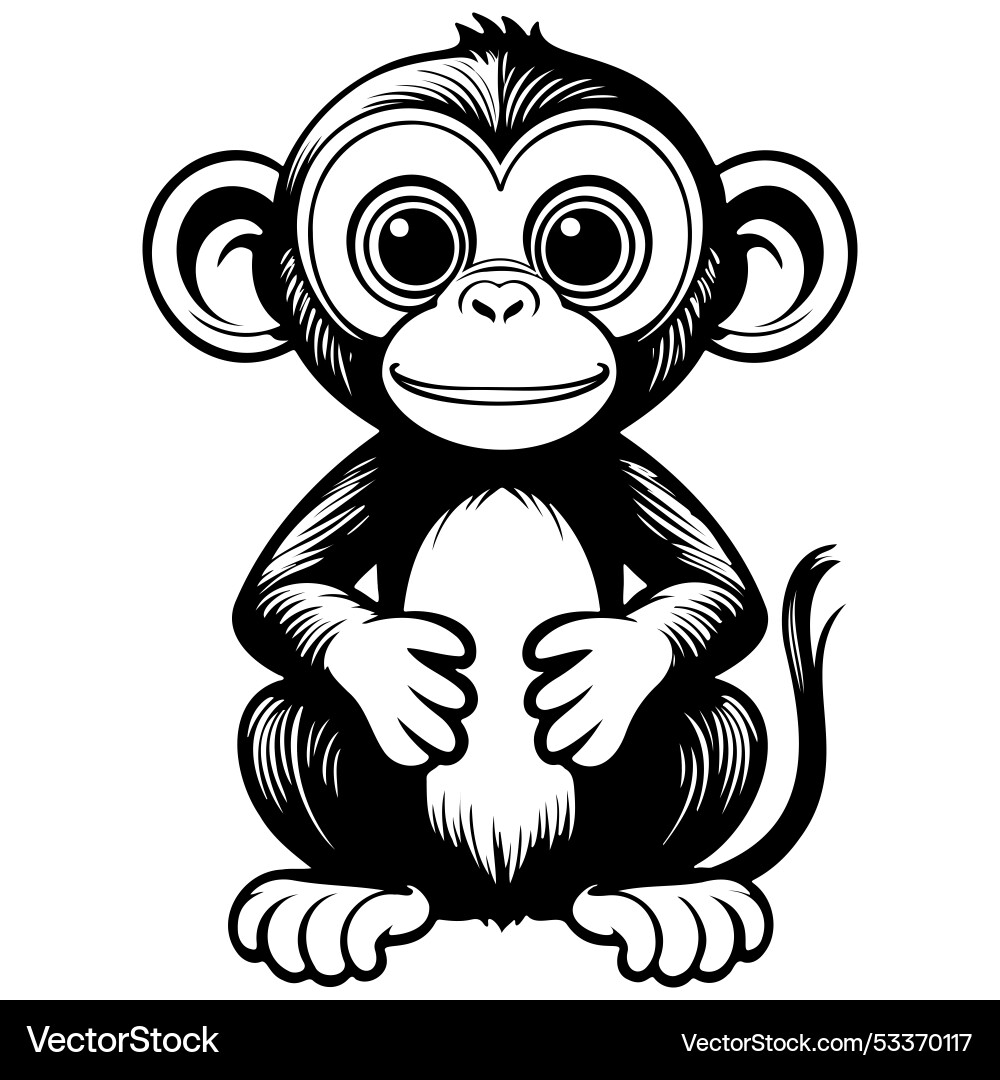 Line monkey ink hand drawn transparent Royalty Free Vector