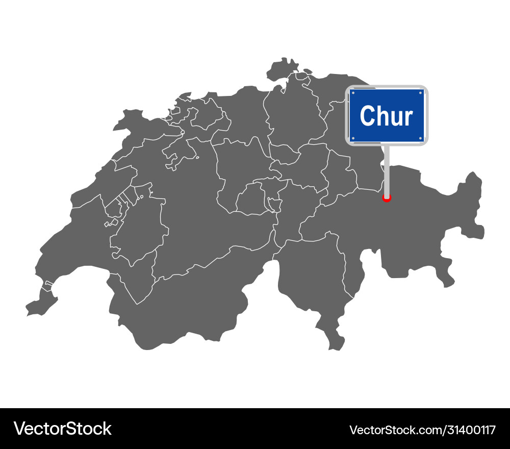 Map switzerland with road sign chur Royalty Free Vector