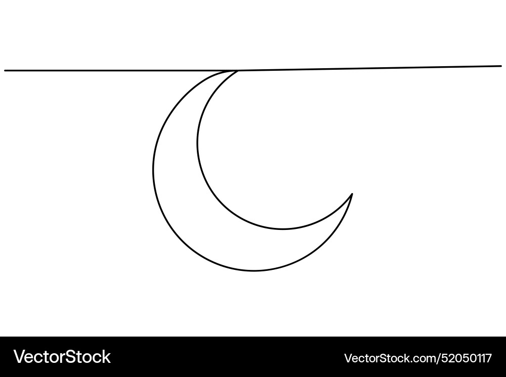 Moon continuous one line drawing Royalty Free Vector Image