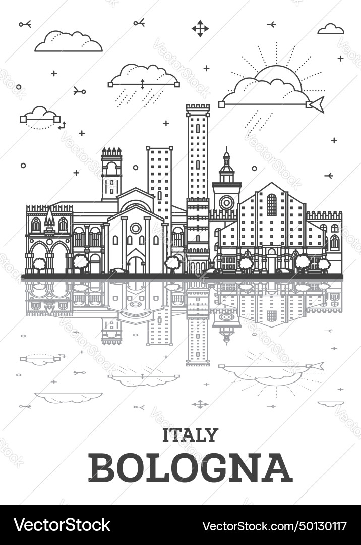 Outline bologna italy city skyline with historic Vector Image
