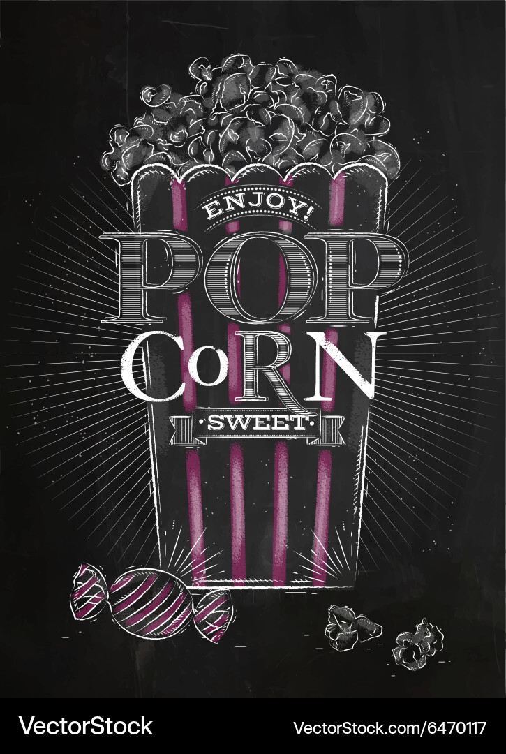 Poster popcorn sweet black Royalty Free Vector Image