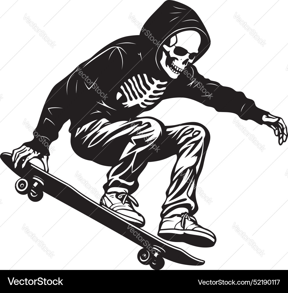 Radical remains skeleton riding skateboard design Vector Image