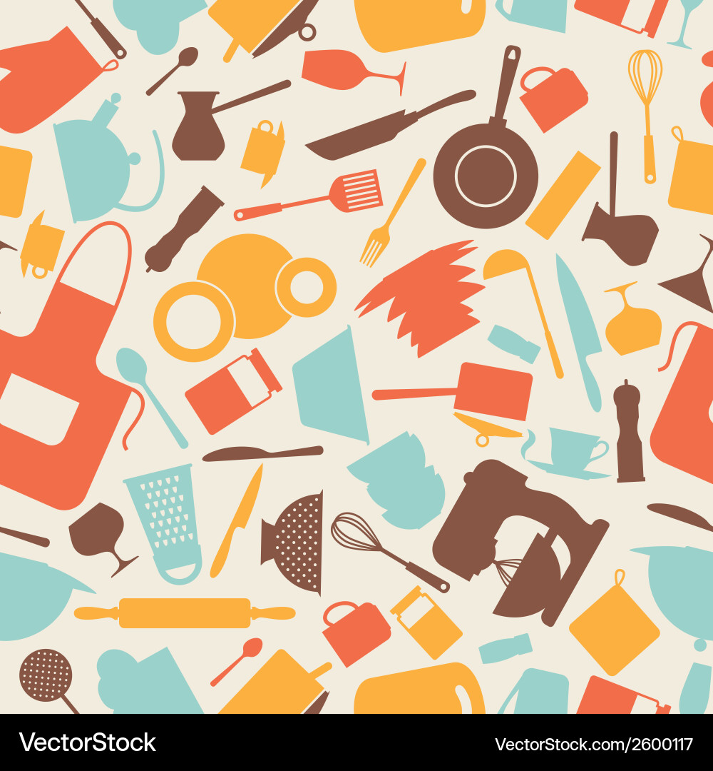Restaurant Kitchen Seamless Pattern Royalty Free Vector