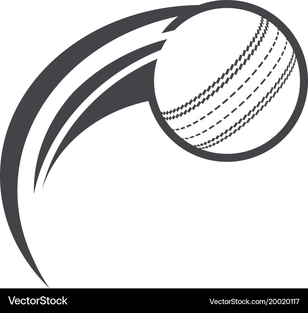 Swoosh cricket ball logo icon Royalty Free Vector Image