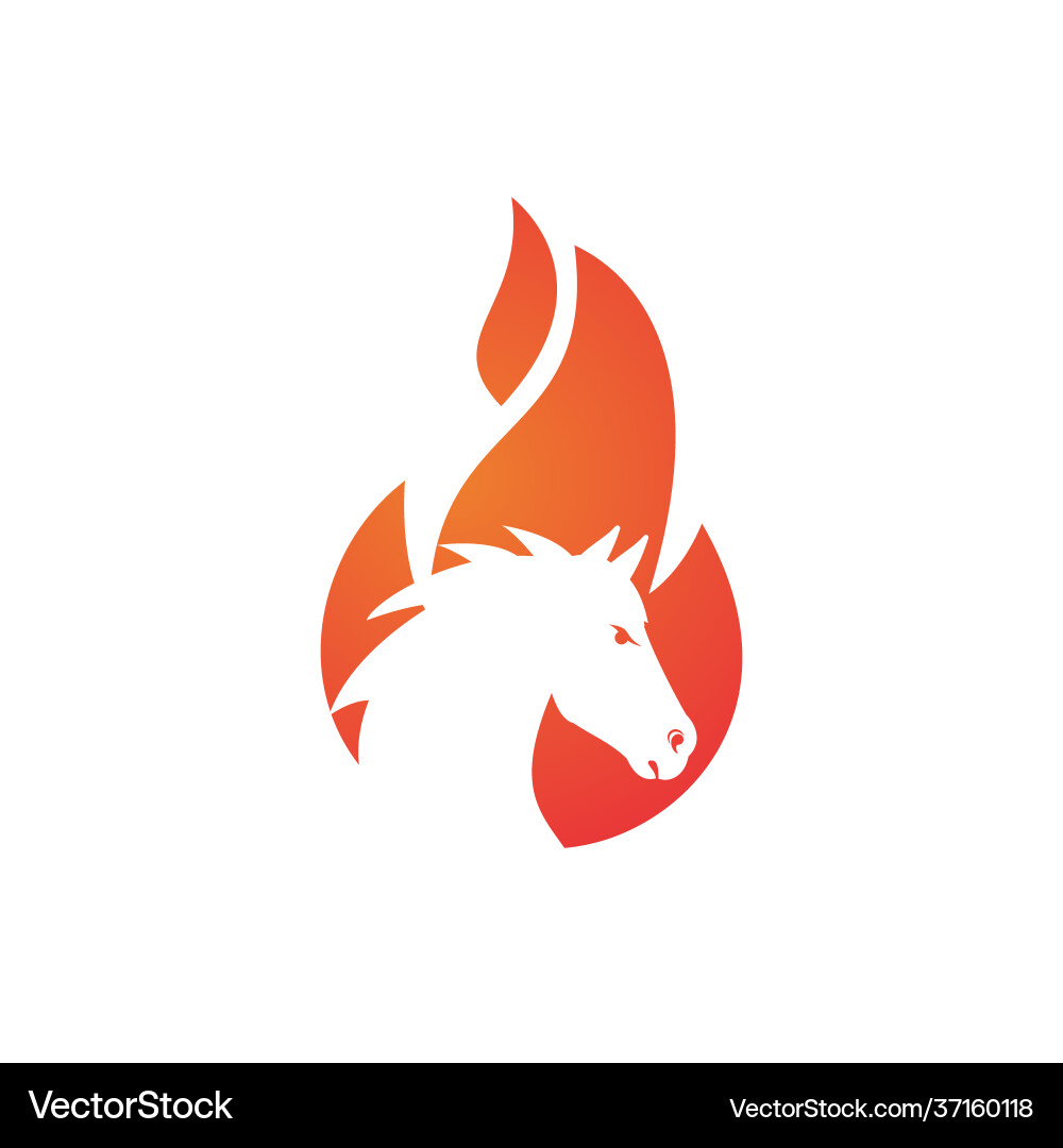Burning horse in fire flame logo design Royalty Free Vector