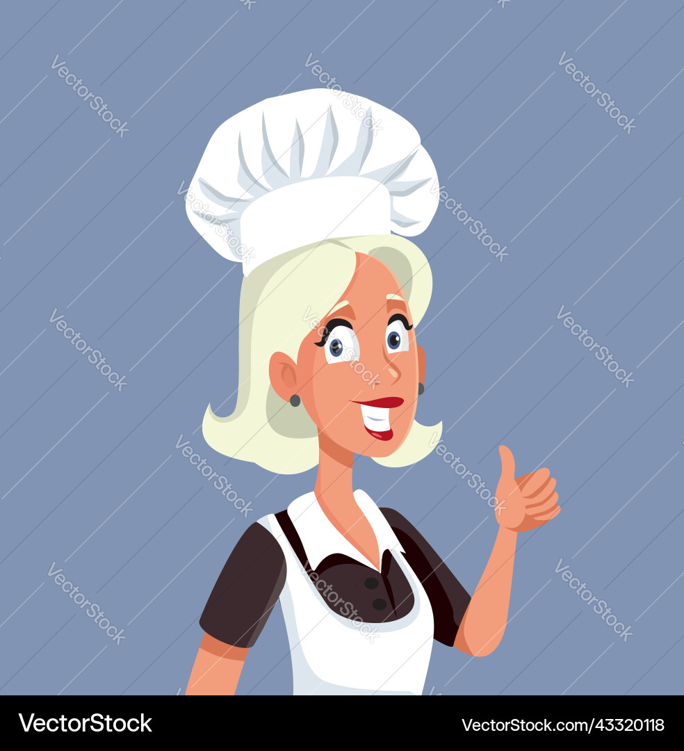 Chef woman expressing satisfaction cartoon Vector Image
